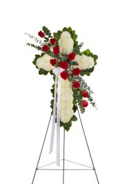 Boca Raton Flowers - Peace & Prayers Standing Cross in Red & White